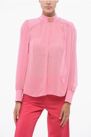 Elisabetta Franchi Silk Blouse with Padded Shoulders size 40
