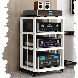 Generic HiFi-Rack, AV-Medienst&auml;nder Mit Rollen, 3/4/5-stufiger Audio-Video-Regal Verst&auml;rker Rack, Holz-Stereoschrank, Verstellbare Regale, CD-Player-St&auml;nder F