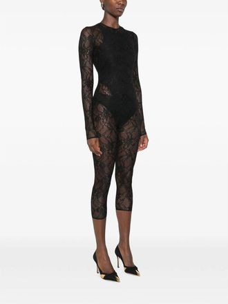 Andamane Floral Lace Bodysuit - Black