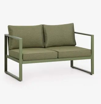 Sklum 2-Sitzer Garten-Sofa aus Aluminium Lipov Tiefes Gr&uuml;n Olive