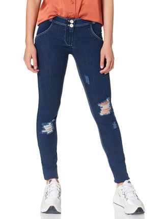 Freddy Freddy Damen Wrup1rc008 Hose, Blau (Jeans Scuro/Cuciture Bianche J0W), 34 (Herstellergr&ouml;&szlig;e: X-Small)