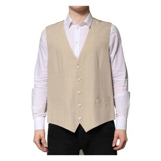 Dolce & Gabbana Beige Leinen Formelle Weste - - Suits - Herren - Beige - L