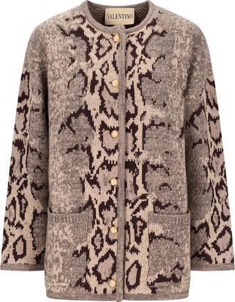 Valentino Garavani cardigan boutonn&eacute; &agrave; imprim&eacute; animalier - Tons neutres