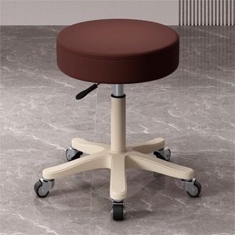 Generic Hocker H&ouml;henverstellbar Mit Fu&szlig;st&uuml;tze &middot; Drehhocker 360&deg; Drehbar &middot; B&uuml;rohocker & Friseurhocker &middot; Rollhocker Mit R&uuml;ckenlehne Aus PU-Leder &middot; Arbeitshocker