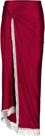 Paco Rabanne Femme, Jupes, Rouge, Taille: 38 FR Jupe Midi Drapp&eacute;e en Jersey