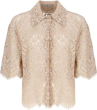 D.exterior Femme, Blouses et Chemises, Rose, Taille: 38 FR Chemise Rose &agrave; Col en Dentelle