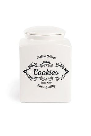Excelsa Fine Quality Biscuitier, c&eacute;ramique, Blanc Ivoire, capacit&eacute; 3 litres
