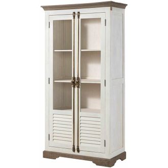 Massivmoebel24 Vitrine Mango 97x45x190 wei&szlig; lackiert TOULOUSE 101
