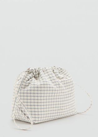 Mango Trousse &agrave; carreaux en m&eacute;lange de coton &eacute;cru - Femme - Taille unique - MANGO