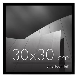 Americanflat Bilderrahmen 30x30 cm - schmaler Bilderrahmen quadratisch 30x30 cm mit Plexi-Scheibe - integrierte Aufh&auml;ngung f&uuml;r Wandmontage - Schwarz