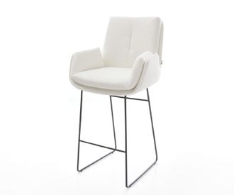 DELIFE Barstuhl Clea-Flex Boucl&eacute; Creme-Wei&szlig; Kufengestell Metall Schwarz, Barst&uuml;hle