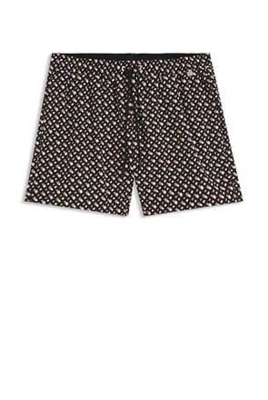 BOSS Hommes Manu New Short de Bain enti&egrave;rement doubl&eacute; en Tissu &agrave; s&eacute;chage Rapide &agrave; imprim&eacute; Monogramme