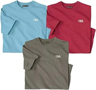 Atlasformen Lot de 3 Tee-Shirts Homme - T-Shirts à Manches Courtes Col Rond - Disponible en Grandes Tailles du M au 5XL