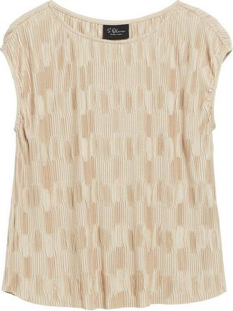 s.Oliver Kurzarmshirt T-Shirt Plissiertes Jersey-Shirt mit U-Boot-Ausschnitt