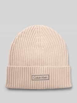 Calvin Klein Strickm&uuml;tze mit Kaschmir-Anteil und Label-Patch