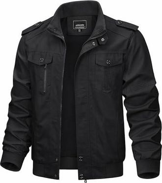 KEFITEVD Hommes Casual Manteau Hiver Coton Militaire Tactique Veste Hommes Coton Vestes Multi-poche Bomber Blousons Noir, XX-Large
