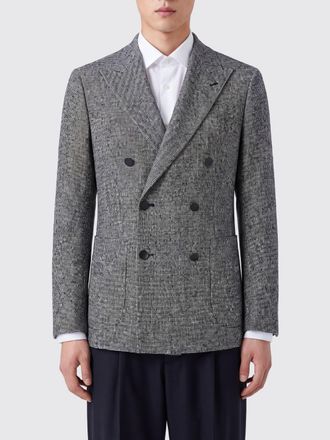 Tagliatore Zweireihiger karierter Blazer von aus Woll-Seiden-Mischung mit steigendem Revers