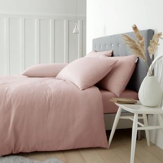 Catherine Lansfield Bettwäsche-Set mit Kissenbezügen, gebürstete Baumwolle, für Super-Kingsize-Bett, Rosa