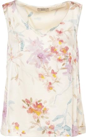 Herno Femme, Tops, Beige, Taille: 40 FR Top &agrave; col en V &agrave; motif floral