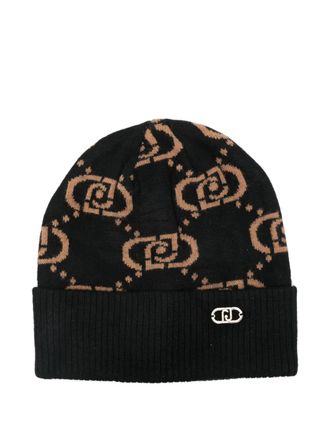 Liu Jo bonnet côtelé à logo - Noir