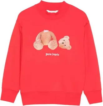 Palm Angels Logo Cotton Jersey Sweatshirt - Red
