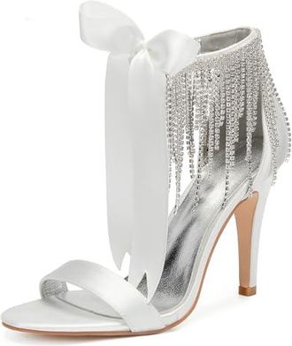 Generic Chaussures De Mariage Sandales &Agrave; Talons Hauts Femmes Mari&eacute;e Sexy Open Toe Stylet Talons Bureau Travail Soir 10.5Cm,Ivoire,37 EU