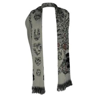 Alexander McQueen Pre-owned Printed Fringed Scarf - - Pre-owned - Damen - Grau - ONE SIZE