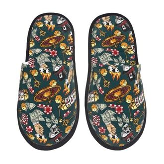 Generic Jetons De Casino Vintage Homme Femme Slippers Doux Chaussures De Maison Peluche Chaussons Pour Maison Hiver Int&eacute;rieur M