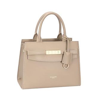 David Jones Paris - Sac &agrave; main Femme - Port&eacute; main - Similicuir PU - Taille Moyenne - Bijouterie Dor&eacute;e - Chic El&eacute;gant Ville Classique (WARM TAUPE)