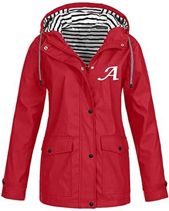 Generic Vestes pour femmes, couleur unie, d&eacute;contract&eacute;, grande taille, &agrave; capuche, coupe-vent, poches &eacute;tanches, cordon de serrage, manteau &agrave; manches longues 202