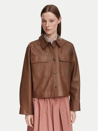 Max Mara Lederjacke Piovra 2625446021 Braun Regular Fit