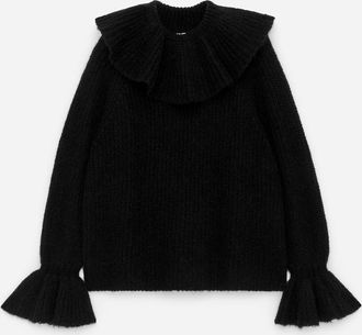 Arket Pullover Aus Mohair Und Wolle Mit Volants -Schwarz