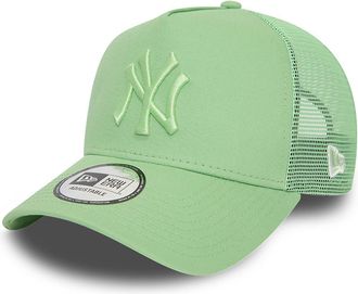 New Era New York Yankees MLB Tonal Mesh Green A-Frame Adjustable Trucker Cap - One-Size