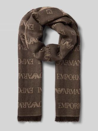 Emporio Armani Schal mit Logo-Muster und Fransen