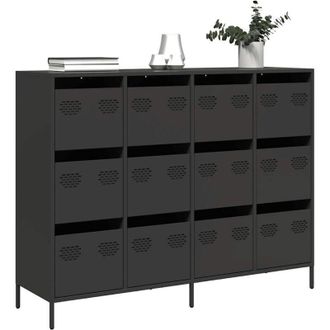 vidaXL Vidaxl - Buffet noir 135x39x103,5 cm acier lamin&eacute; &agrave; froid
