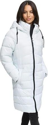 Marikoo Manteau dhiver pour femme (S-3XL) - Matelass&eacute;, capuche amovible - N075, Bleu glac&eacute;, S