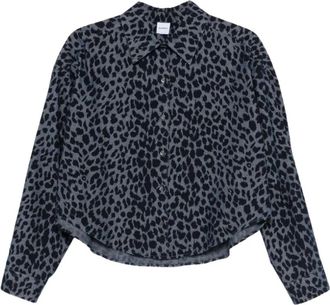 Aspesi Femme, Blouses et Chemises, Gris, Taille: 38 FR Chemise en coton &agrave; imprim&eacute; animal