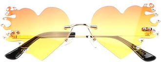 Beaupretty Hemobllo Lunettes de Soleil Coeur sans Monture, Verres Orange PC Orn&eacute;s de Flamme, Con&ccedil;ues pour Festivals, F&ecirc;tes et Prises de Vue Cr&eacute;atives, Accessoire