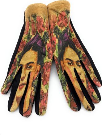 Generico Damen-Handschuhe, bedruckt, ber&uuml;hmte Gem&auml;lde, Touchscreen, Herbst, Winter, elegant, elastisch, 23 x 8 cm, braun, 38