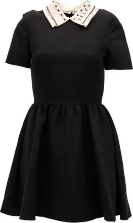 Valentino Garavani Robe Courte en Cr&ecirc;pe Couture Brod&eacute; - Femme - Robes - Noir - Taille: 36 FR
