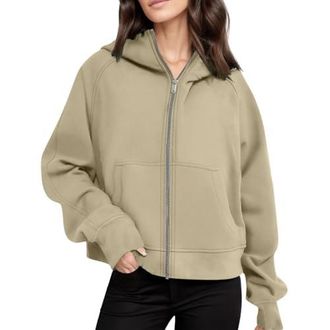 Generic Sweat &agrave; capuche &agrave; poche zipp&eacute;e pour femme - Style sportif et &eacute;l&eacute;gant - Coupe ample - Pour le fitness et les loisirs, KH1., XL