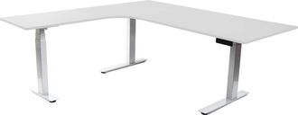 Hori Eck-Schreibtisch PC Computertisch oder als Arbeitstisch mit elektrisch höhenverstellbarem Tischgestell I Maße: 150 x 150 x 74 cm | bis 120 kg I Weißes