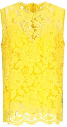Dolce & Gabbana Femme, Tops, Jaune, Taille: 40 FR Haut en dentelle à cordon floral
