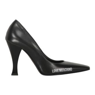 Love Moschino Femme, Chaussures, Noir, Taille: 36 EU Escarpins en cuir &agrave; bout carr&eacute; et talons incurv&eacute;s