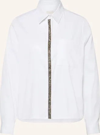 Milano Milano Italy Hemdbluse Mit Schmucksteinen weiss