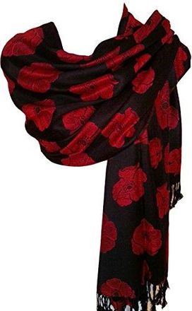 GlamLondon &Eacute;charpe pashmaina en viscose douce et chaude, Noir, L