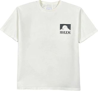 Rhude Homme, Tops, Blanc, Taille: XL T-shirt &agrave; Col Rond avec Logo sur la Poitrine