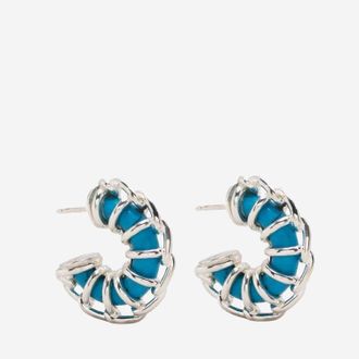 Bottega Veneta Womens Weave Earrings Skyline Sterling Silver