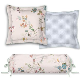 Pip Studio Dekokissen Nackenrolle Kawai Flower Wei&szlig; Bl&uuml;ten Zweige Floral Gebl&uuml;mt Baumwolle Wendeoptik Perkal, Gr&ouml;&szlig;e:45 x 70 cm
