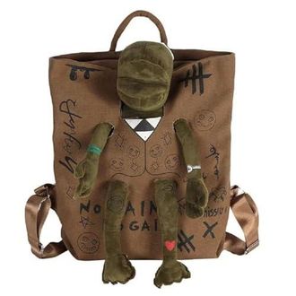 Generic Grand sac &agrave; dos fantaisie en toile avec motif de grenouille en peluche et graffiti, pour homme, femme, adolescent, sac &agrave; dos de voyage unique pour un 
